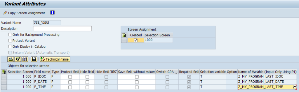 ABAP – Using dynamic variables in program selection screen variants ...